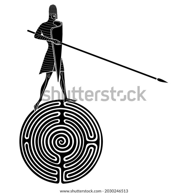 Medieval Knight Holding Lance Spear Standing Stock Vector (Royalty Free ...