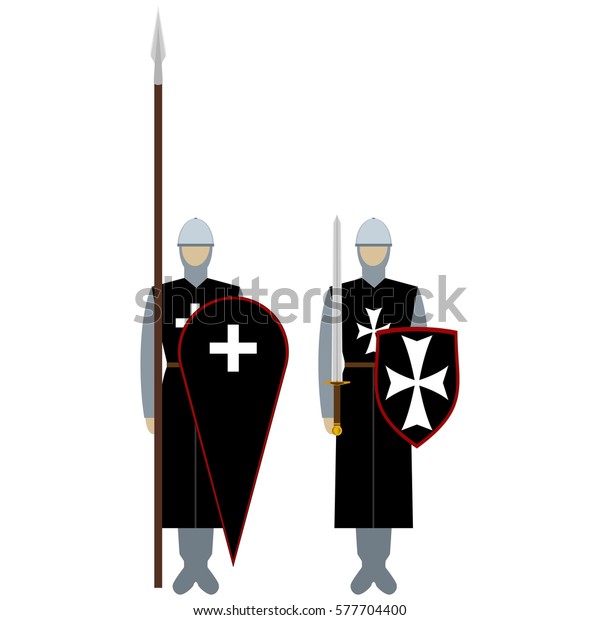 Medieval Knights Weapons Uniforms Jousting Signs: vector de stock ...