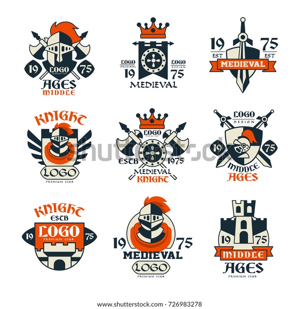 Medieval Logo Design Set Middle Ages Stock Vector (Royalty Free ...