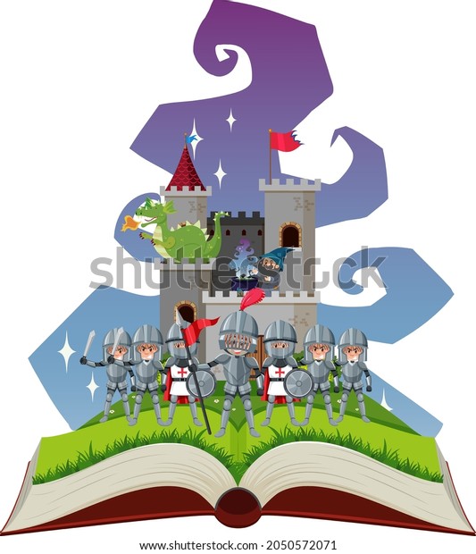 Medieval Open Book Theme Illustration Stock Vector (Royalty Free ...