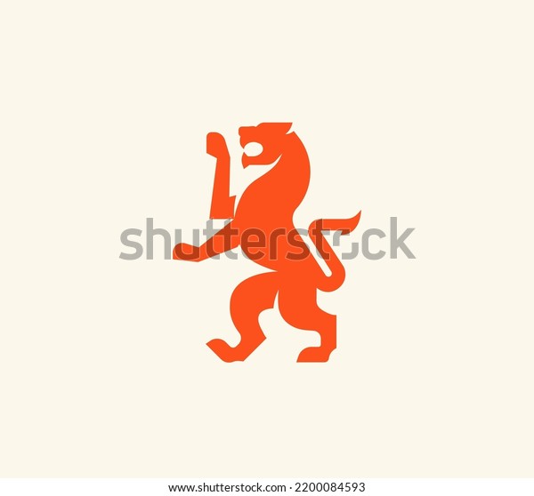 Medieval Red Lion Logo Red Silhouette Stock Vector (Royalty Free ...