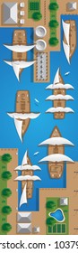 Medieval Seaport View Above Vector Illustration Stock Vector (Royalty ...