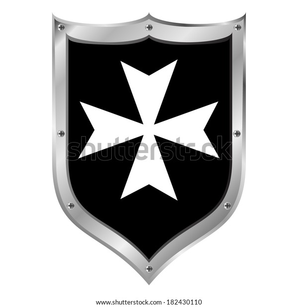 Medieval Shield Hospitaller Order On White Stock Vector (Royalty Free ...