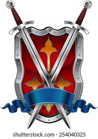 Medieval Swords Shield Banner Stock Vector (Royalty Free) 254040325 ...