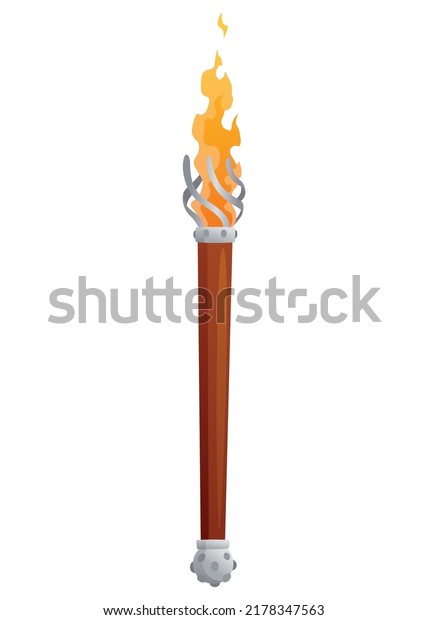 Medieval Torch Burning Fire Ancient Realistic 库存矢量图（免版税）2178347563 ...