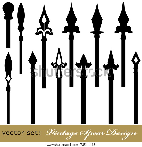 Medieval Vintage Spear Design Set Useful: vector de stock (libre de ...