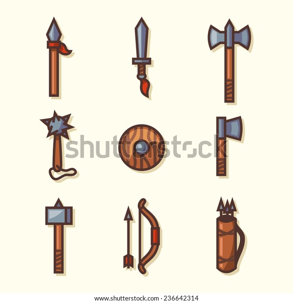 Medieval Weapons Icons Vector Illustration Stock Vector (Royalty Free ...