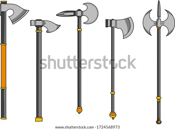 Medieval Weapons Vector Set Swords Axes Stock Vector (Royalty Free ...