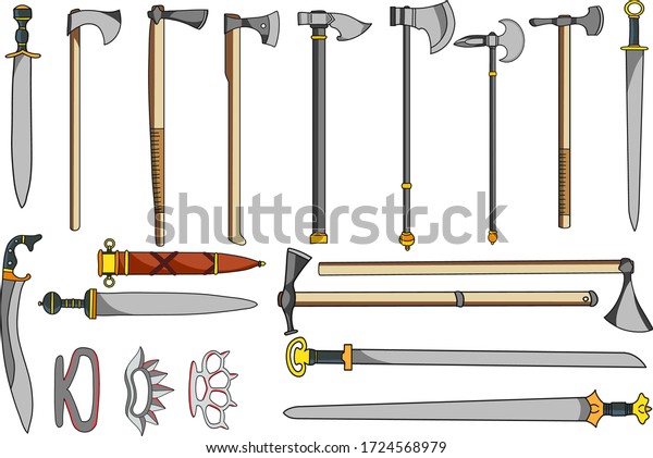 Medieval Weapons Vector Set Swords Axes Stock Vector (Royalty Free ...