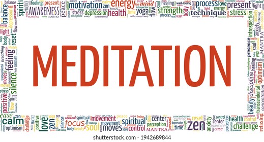 Meditation Vector Illustration Word Cloud Isolated Stock Vector ...