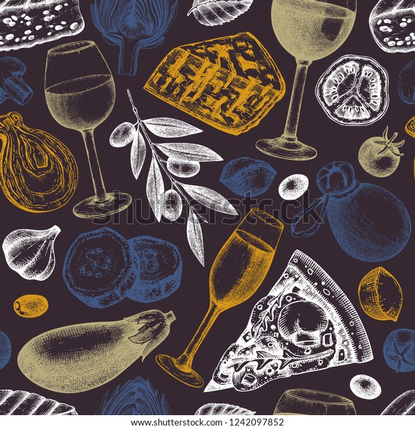 Mediterranean Food Drinks Background Vector Menu Stock Vector (Royalty ...