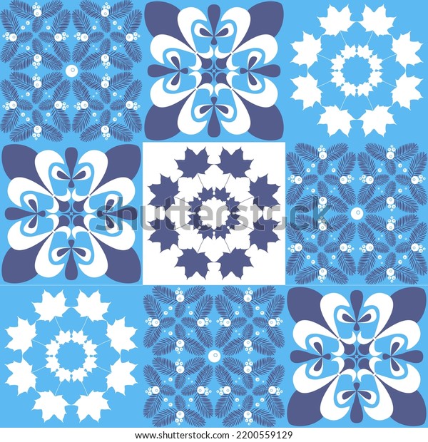 Mediterranean Porcelain Tiles Blue Pattern Wall Stock Vector (Royalty ...