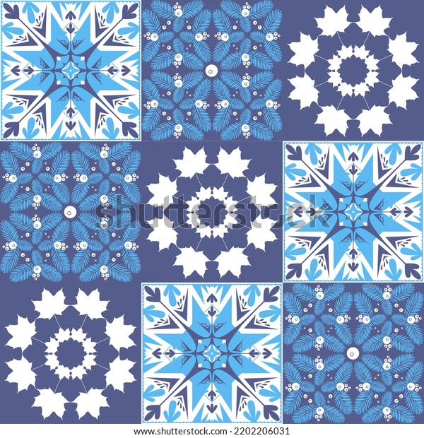 Mediterranean Porcelain Tiles Blue Pattern Wall Stock Vector (Royalty ...