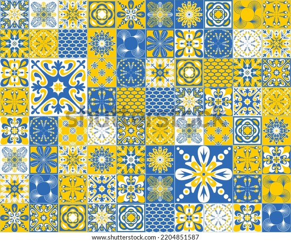 Mediterranean Porcelain Tiles Pattern Wall Decoration Stock Vector ...