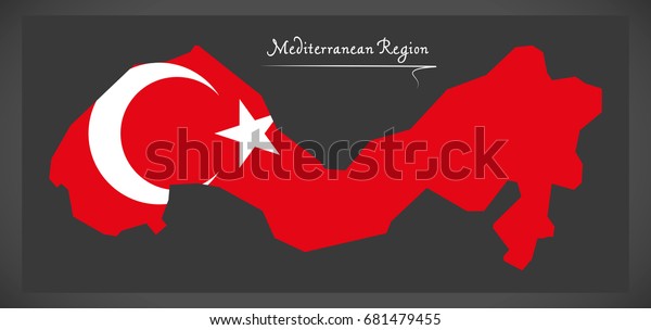 Mediterranean Region Turkey Map Turkish National Stock Vector (Royalty ...
