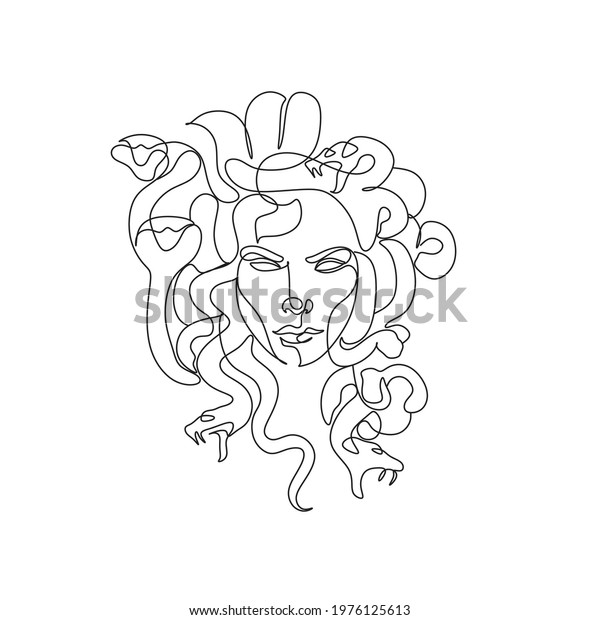 Medusa Head Line Art Vector Drawing Stock Vector (Royalty Free) 1976125613