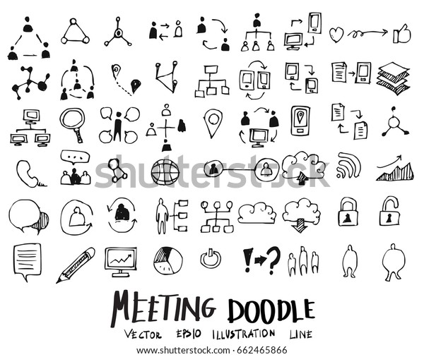 Meeting Doodle Icon Line Vector Set: vector de stock (libre de regalías ...