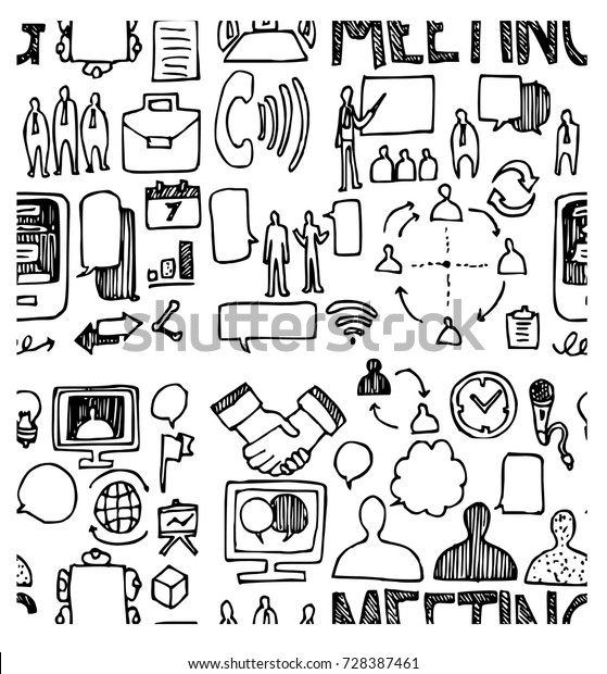 Meeting Doodle Sketch Background Seamless Vector Stock Vector (Royalty ...