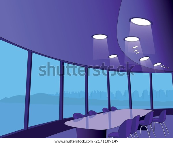 Meeting Room Window View Landscape Illustration Stock Vector (Royalty ...