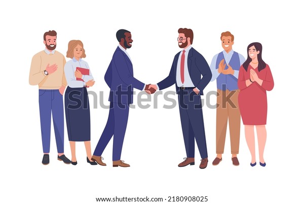 Meeting Two Business Teams Vector Cartoon: เวกเตอร์สต็อก (ปลอดค่า ...