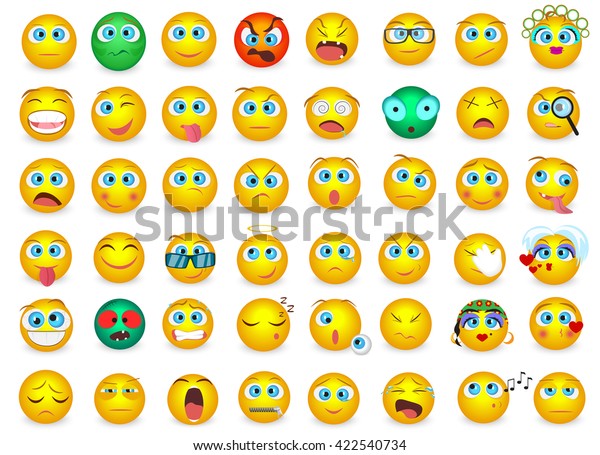 Mega Big Collection Set Emoji Face Stock Vector (Royalty Free ...