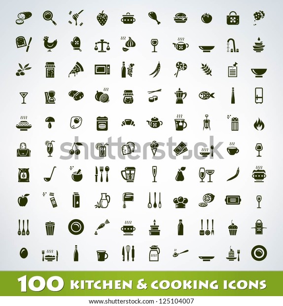 Mega Food Cooking Icon Set: เวกเตอร์สต็อก (ปลอดค่าลิขสิทธิ์) 125104007 ...