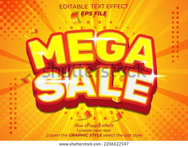 Mega Sale Text Effect Font Editable Stock Vector (Royalty Free ...