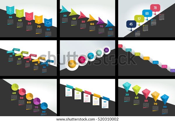 Mega Set Infographics Timeline Banners Charts Stock Vector (Royalty ...