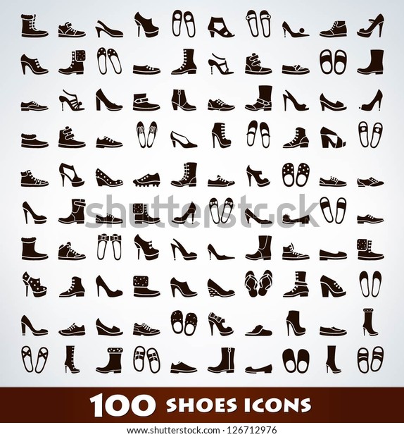 Mega-Schuhe-Icon-Set: Stock-Vektorgrafik (Lizenzfrei) 126712976 ...
