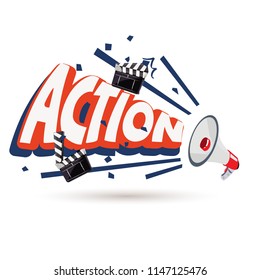 Megaphone Action Typographic Vector Illustration Stock Vector (Royalty ...