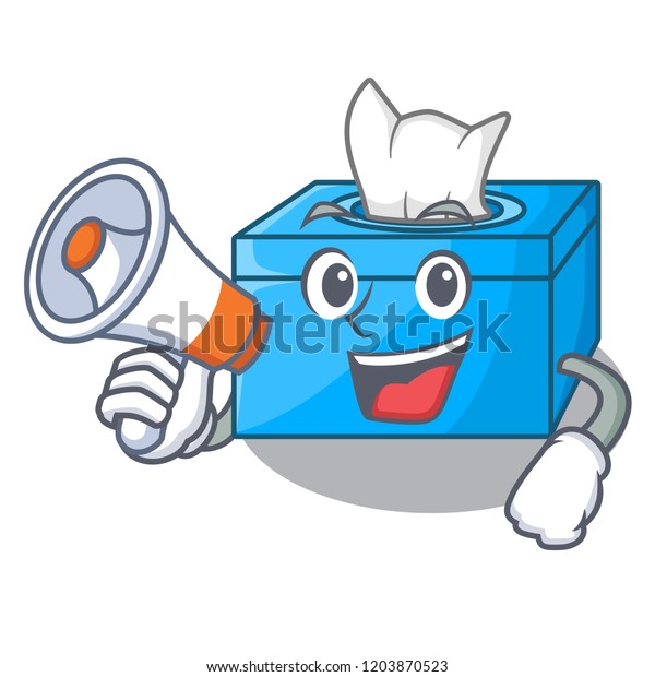 Megaphone Character Tissue Box On Wood Stock Vector (Royalty Free ...