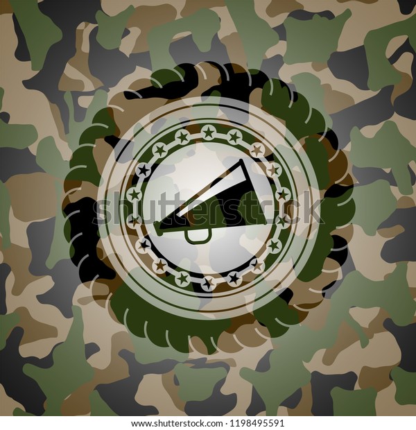 Megaphone Icon On Camouflage Pattern Stock Vector (Royalty Free ...