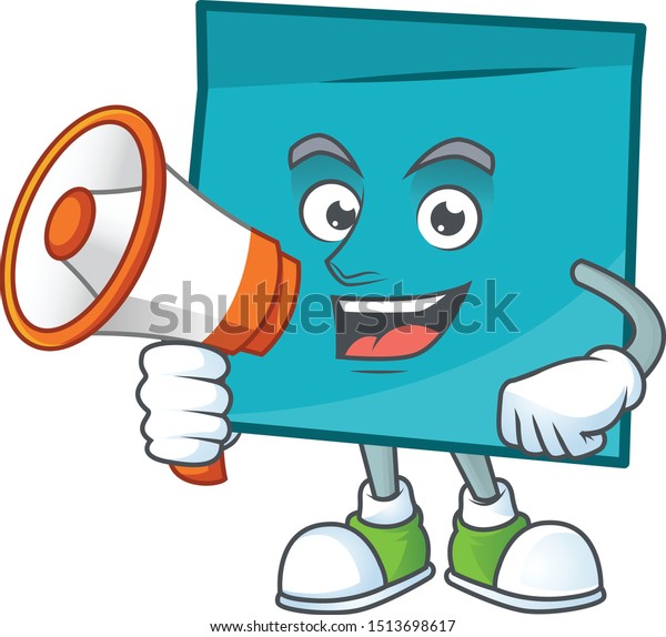 Megaphone Rectangle Sticker Paper Cartoon Work Stock Vector (Royalty ...