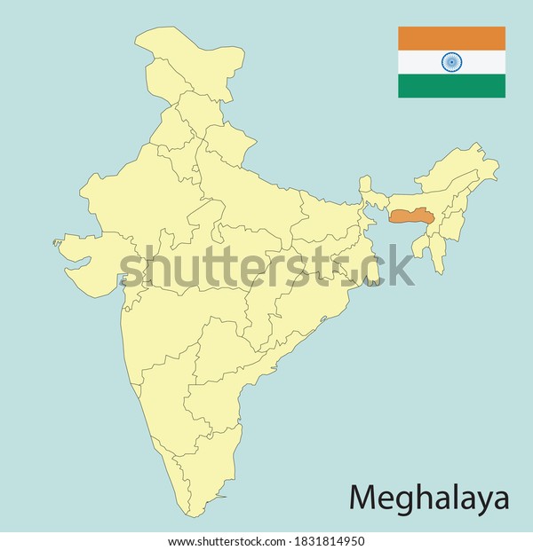 Meghalaya Map India State Borders 库存矢量图（免版税）1831814950 | Shutterstock