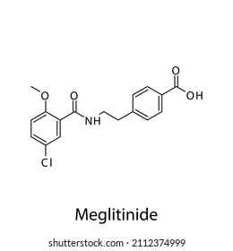 Meglitinide Molecular Structure Flat Skeletal Chemical Stock Vector ...