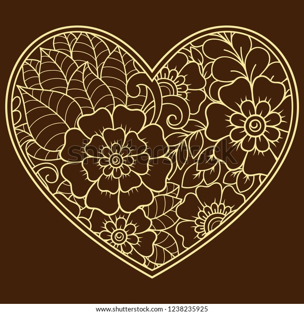 Mehndi Flower Pattern Form Heart Henna Stock Vector (Royalty Free ...