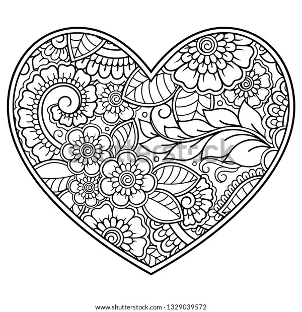 Mehndi Flower Pattern Form Heart Henna Stock Vector (Royalty Free ...