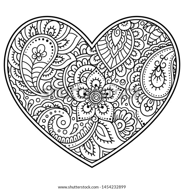 Mehndi Flower Pattern Form Heart Henna Stock Vector (Royalty Free ...