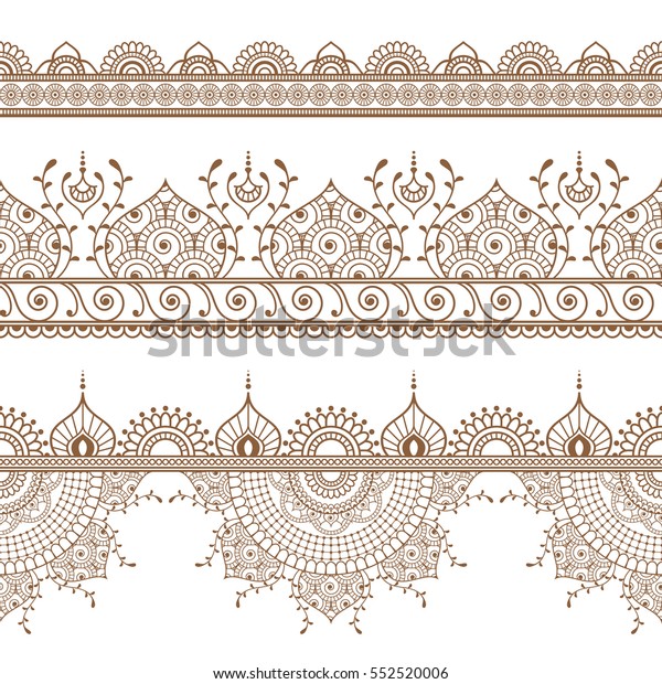 Mehndi Henna Three Line Lace Seamless Stock Vector (Royalty Free ...