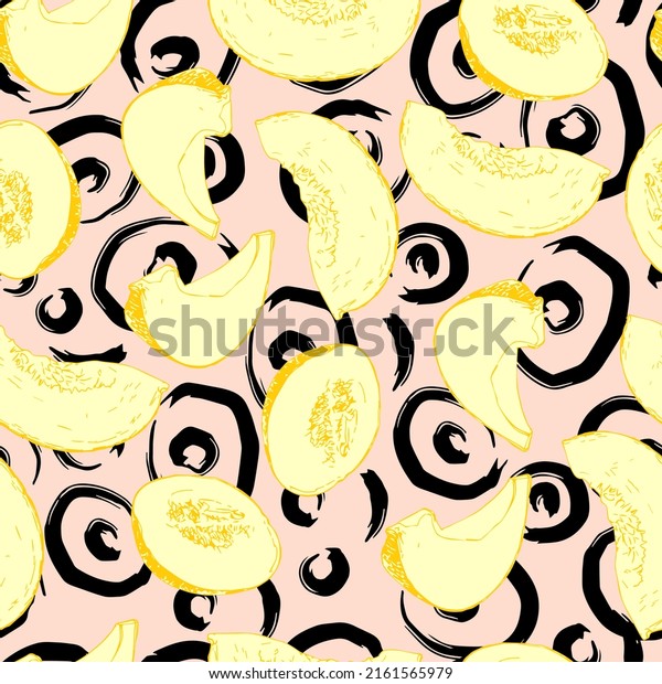 Melon Pieces Abstract Circles Brush Strokes Stock Vector (Royalty Free ...