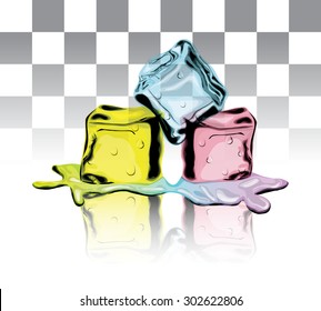 Melted Colored Ice Cube Freeze Transparent Stock Vector (Royalty Free ...