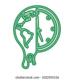 Melting Earth Planet Clock Time Environment Stock Vector (Royalty Free ...