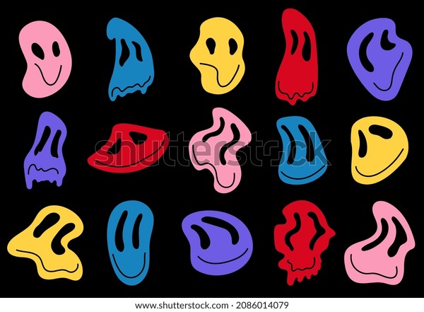 Melting Faces Drug Psychedelic Smiling Face Stock Vector (Royalty Free ...