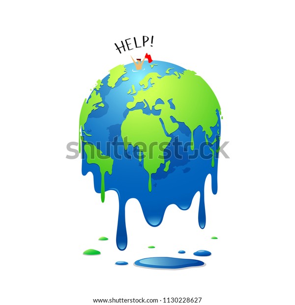 Melting World Isolated On White Background Stock Vector (Royalty Free ...