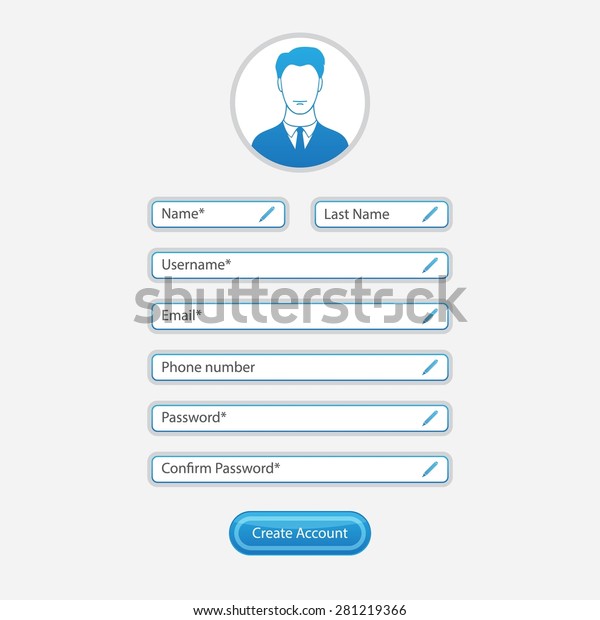 Member Registration Form Ui Elements Vector Stock Vector (Royalty Free ...