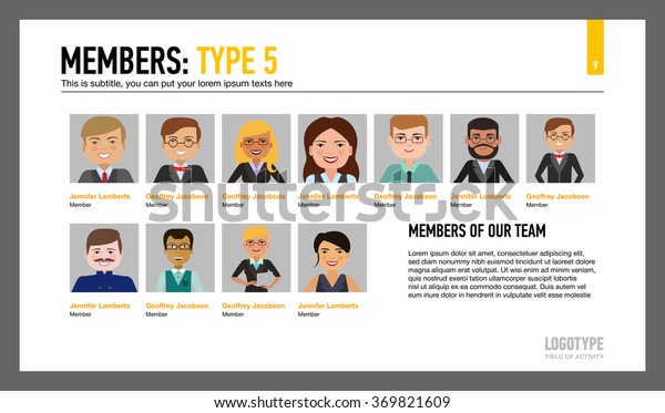 Members Our Team Slide Template Stock Vector (Royalty Free) 369821609 ...