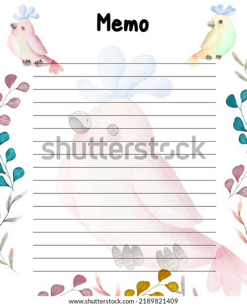 Memo Note Cute Bird Colorful Background Stock Vector (Royalty Free ...