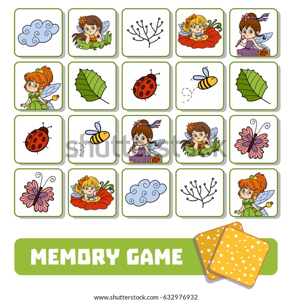 Memory Game Children Cards Fairies Natural: vector de stock (libre de ...