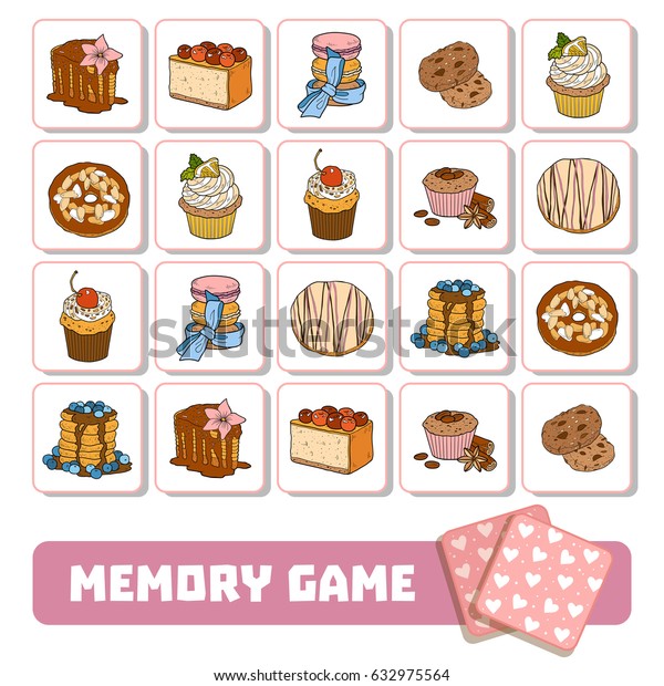 Memory Game Children Cards Sweets Cakes Stock Vector (Royalty Free ...