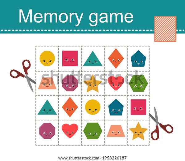 Memory Game Kids Geometric Shapes Cartoon Stock Vector (Royalty Free ...